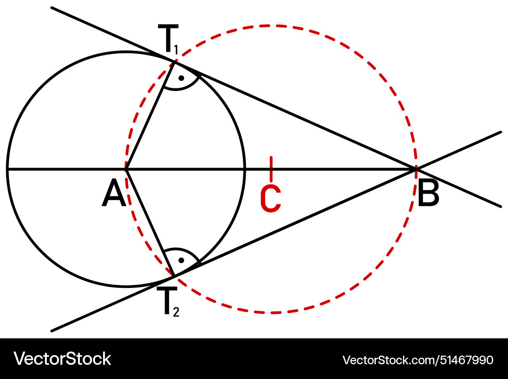 Constructing tangents to a circle Royalty Free Vector Image