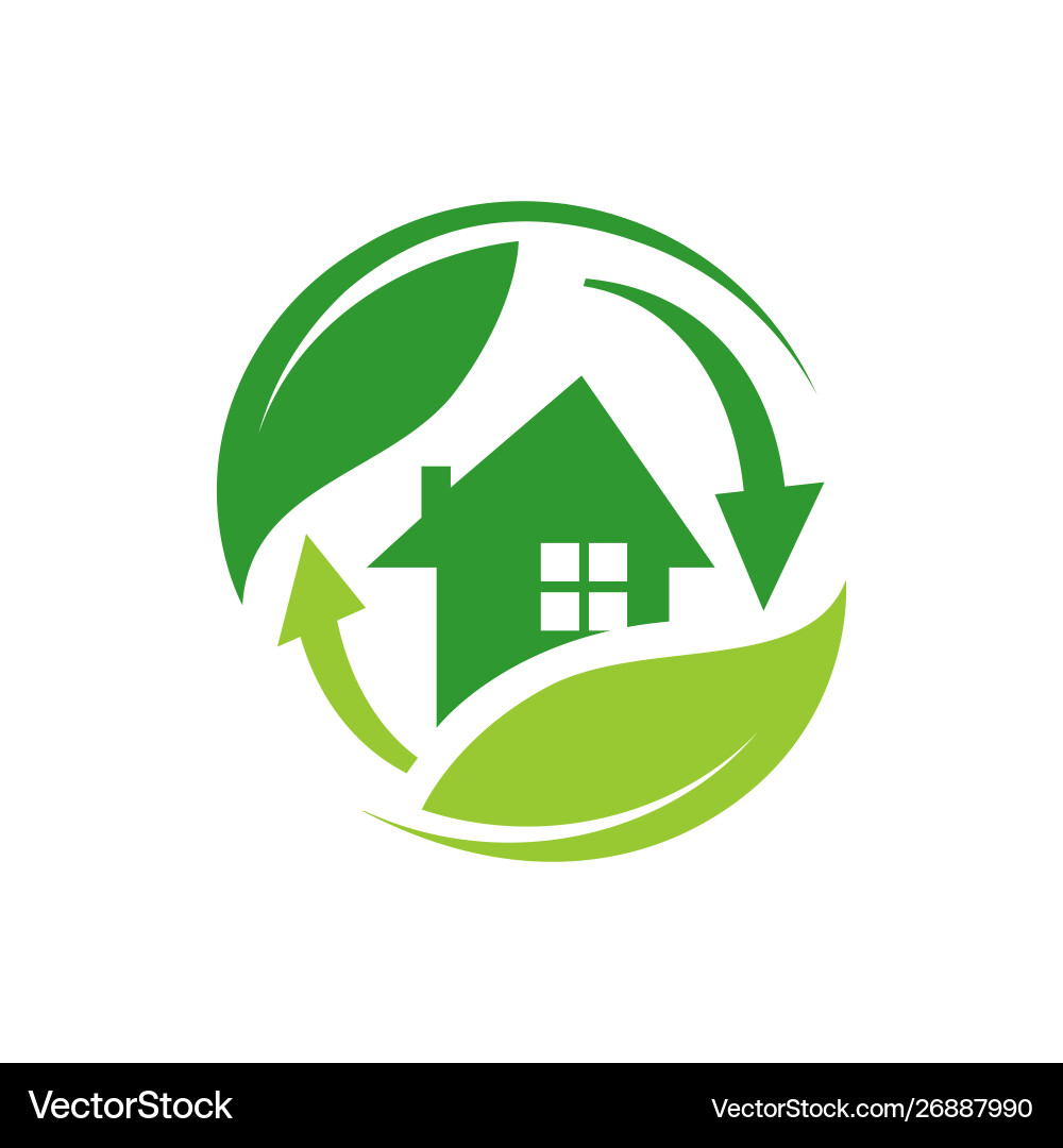 Green house logo eco home friendly Royalty Free Vector Image