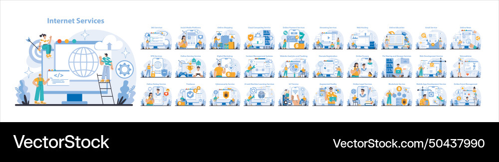 Internet services concept flat Royalty Free Vector Image