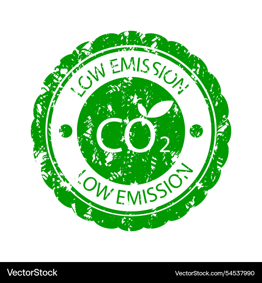 Low emission rubber stamp green color Royalty Free Vector