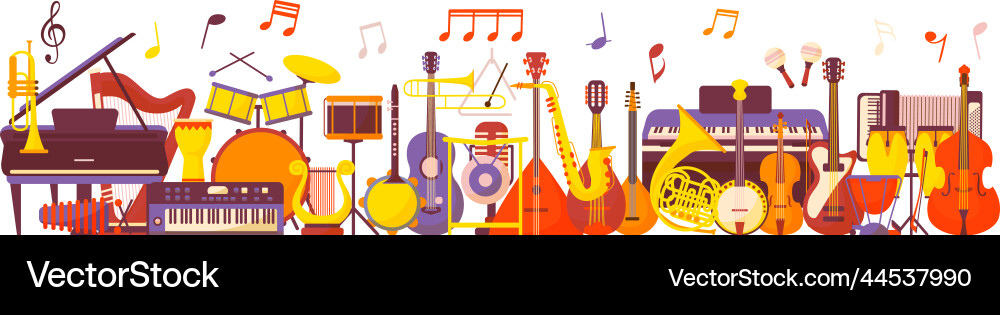 Musical instruments banner instrumental band Vector Image