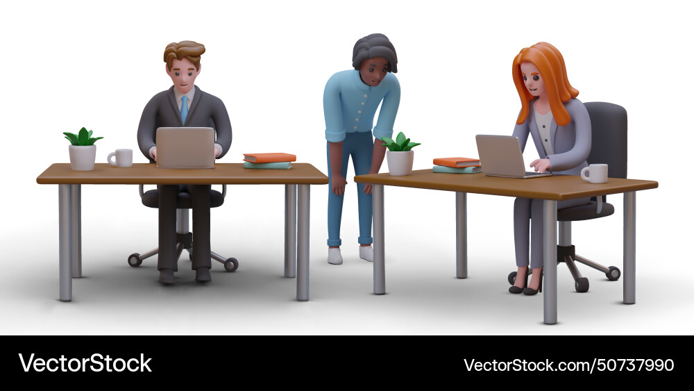 Office workflow man and woman in business suit Vector Image