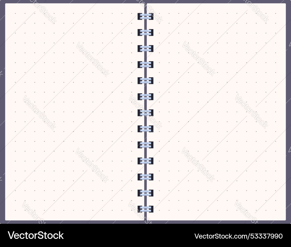 Open spiral notebook with blank dotted pages Vector Image
