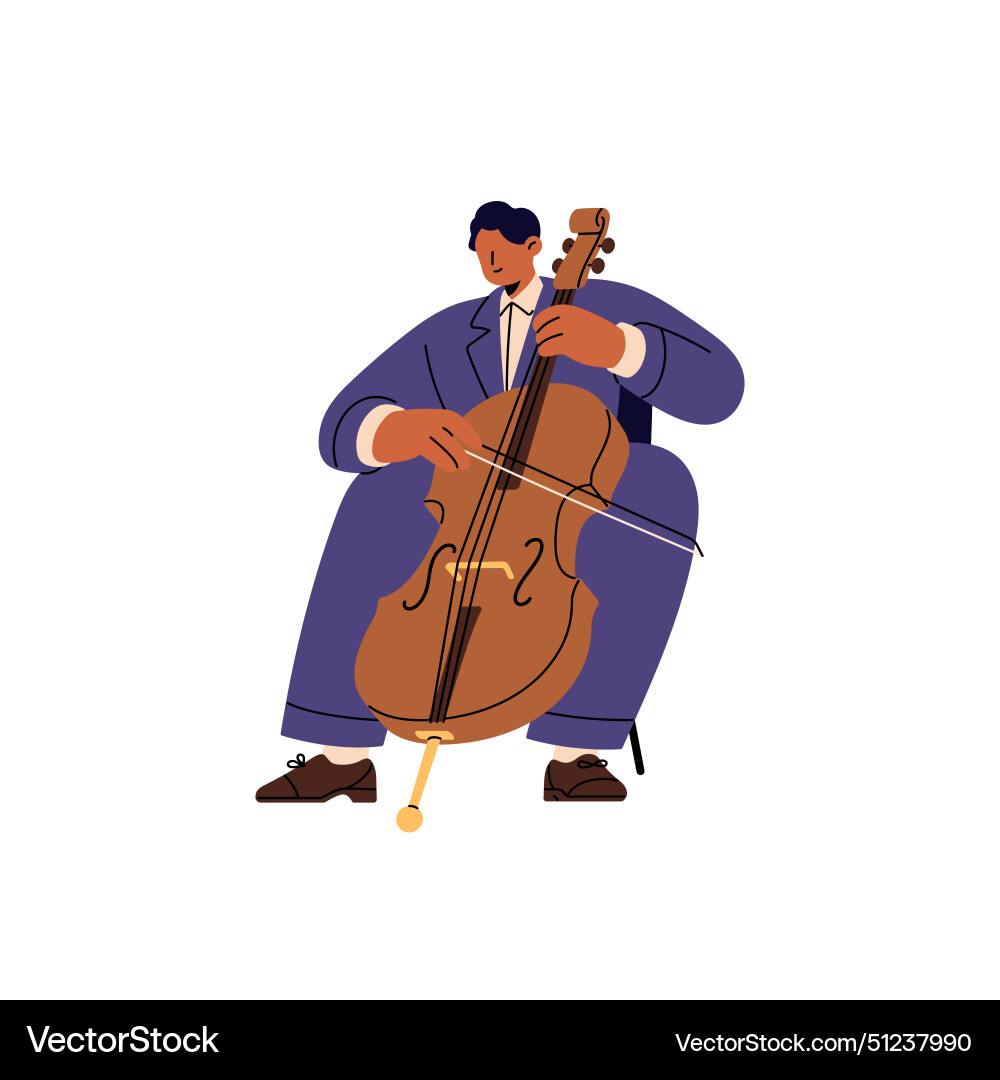 Professional musician plays cello violoncello Vector Image
