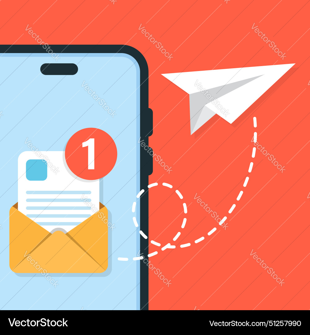 Send email from smartphone icon in flat style Vector Image