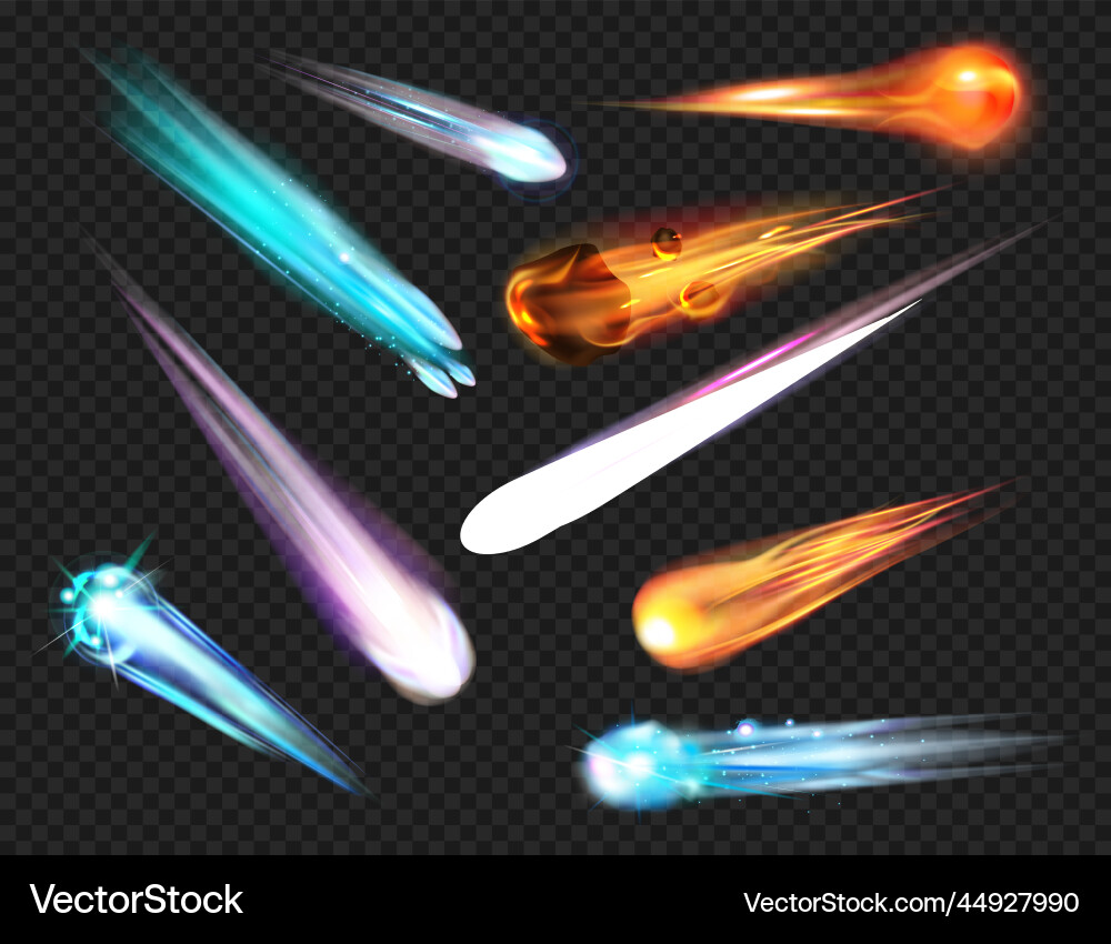 Space meteor icon set Royalty Free Vector Image