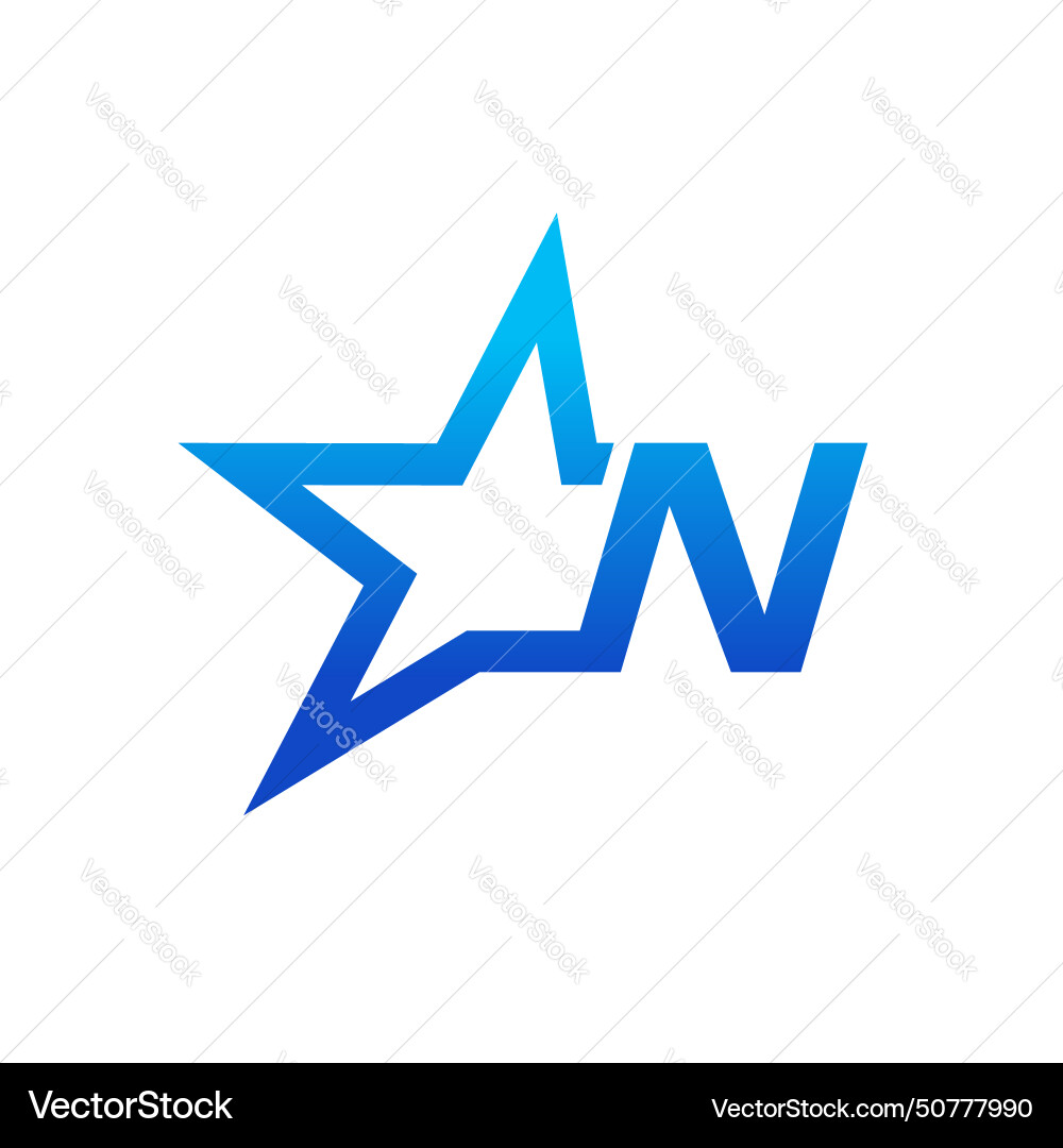 Stylist initial n blue star logo Royalty Free Vector Image