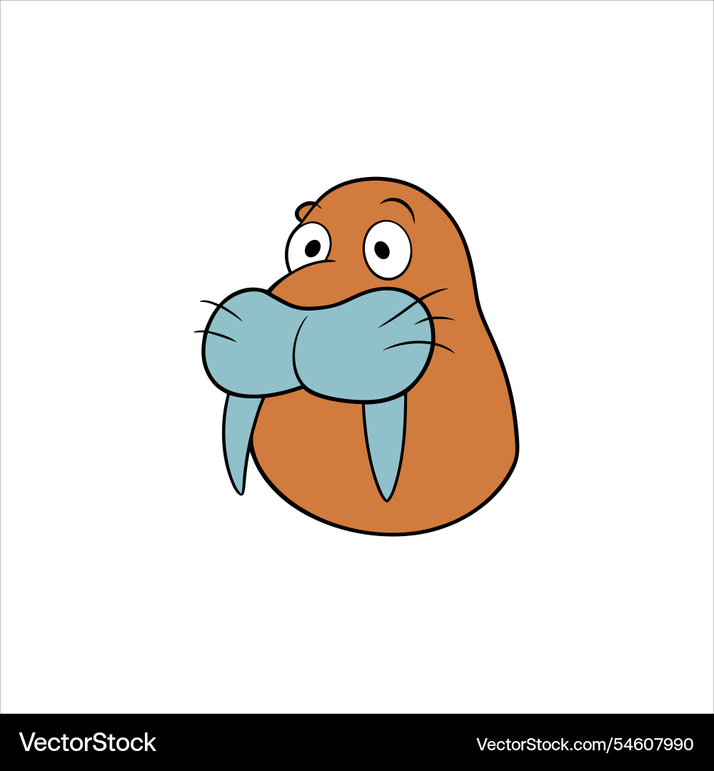 Wacky walrus head cartoon Royalty Free Vector Image