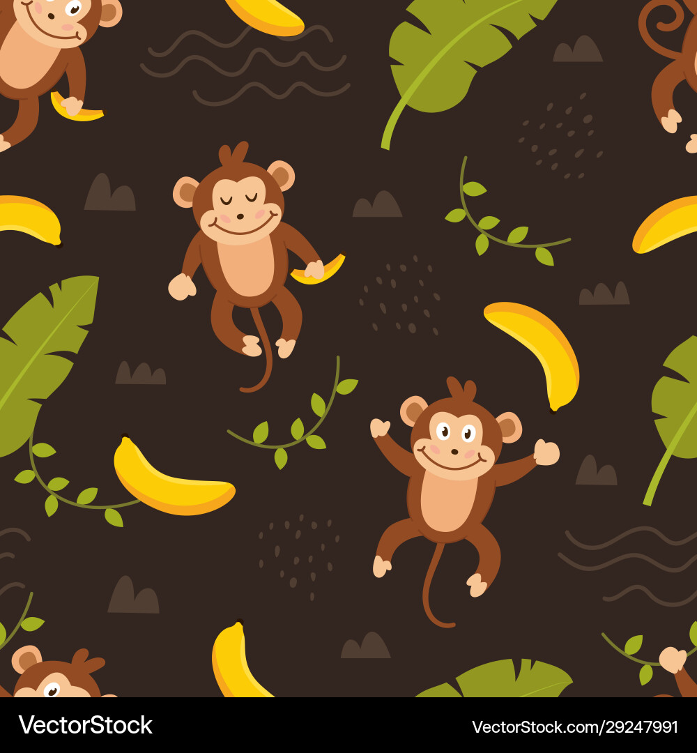 Cute Monkey Pattern Royalty Free Vector Image - VectorStock