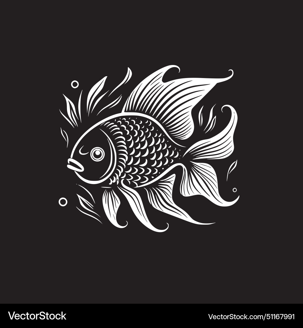 Goldfish - black and white Royalty Free Vector Image