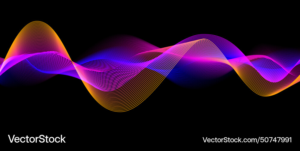 Neon flowing wavy lines on black background Vector Image