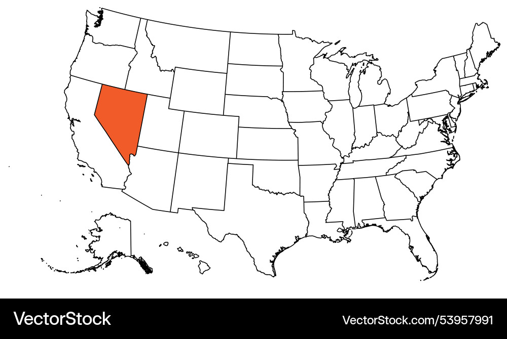 Outline of the map us state nevada Royalty Free Vector Image