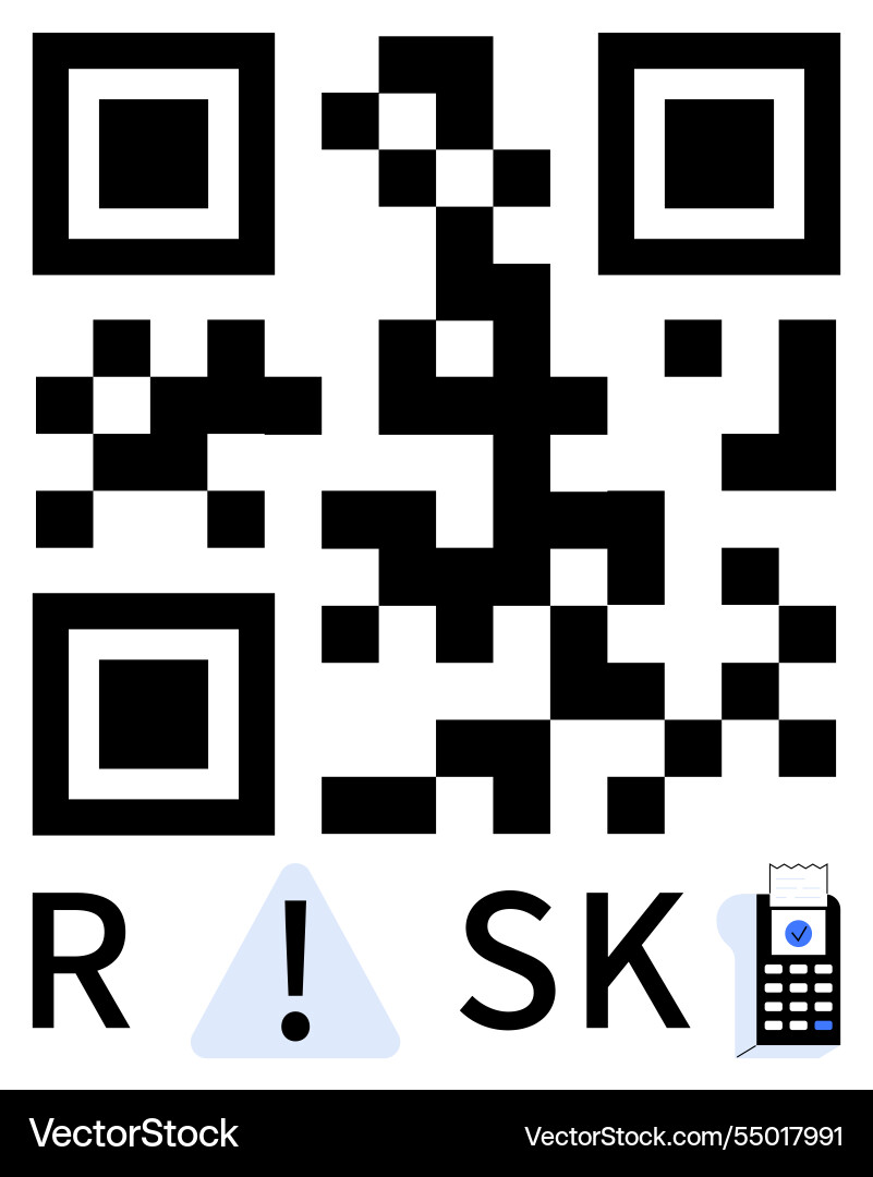 Qr code with exclamation mark letters r and sk Vector Image