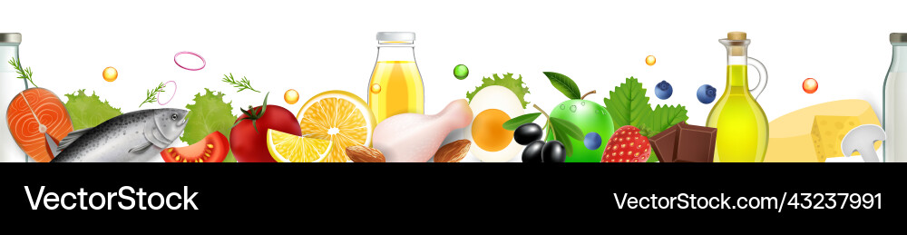 Seamless grocery food banner flat border Vector Image
