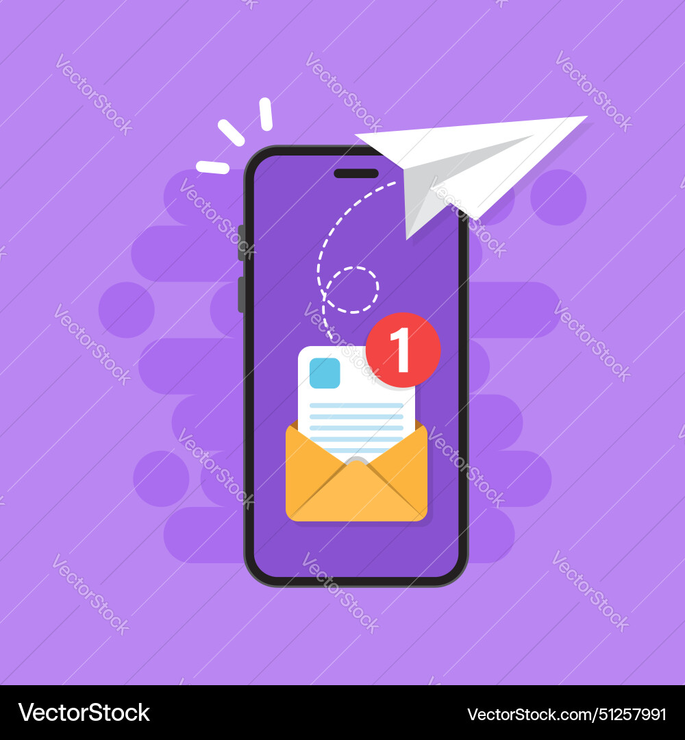 Send email from smartphone icon in flat style Vector Image