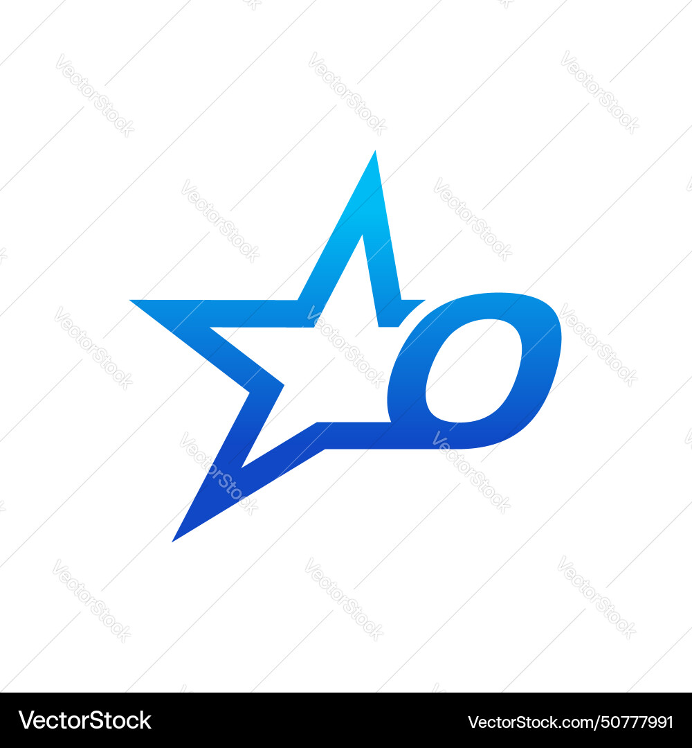 Stylist initial o blue star logo Royalty Free Vector Image