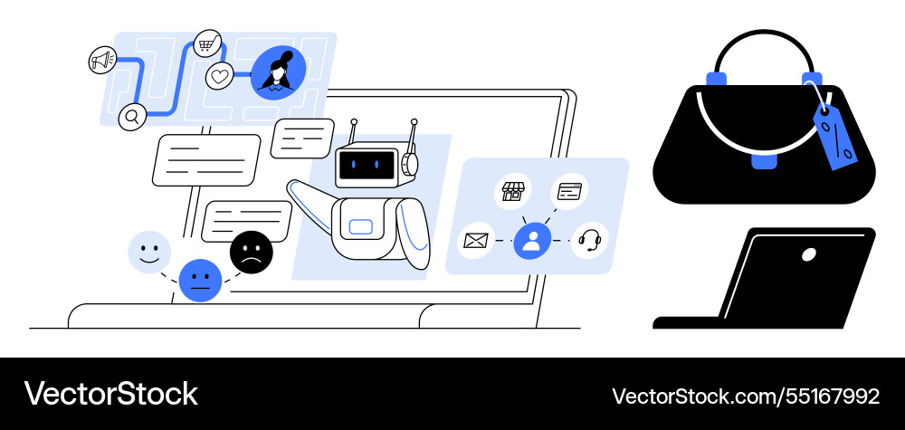 Ai chatbot assisting with customer service Vector Image