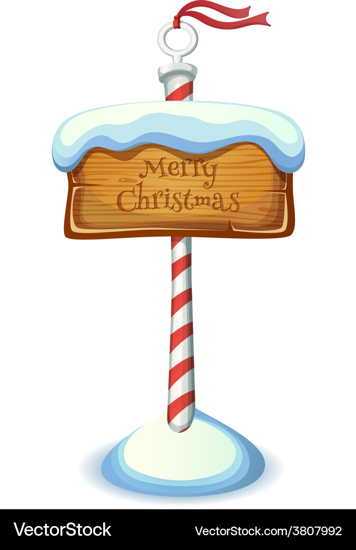 Christmas striped sign post Royalty Free Vector Image