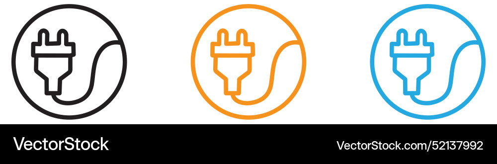 Electrical plug logo set collection for web app ui