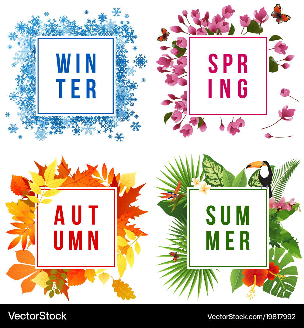 Four seasons banners Royalty Free Vector Image
