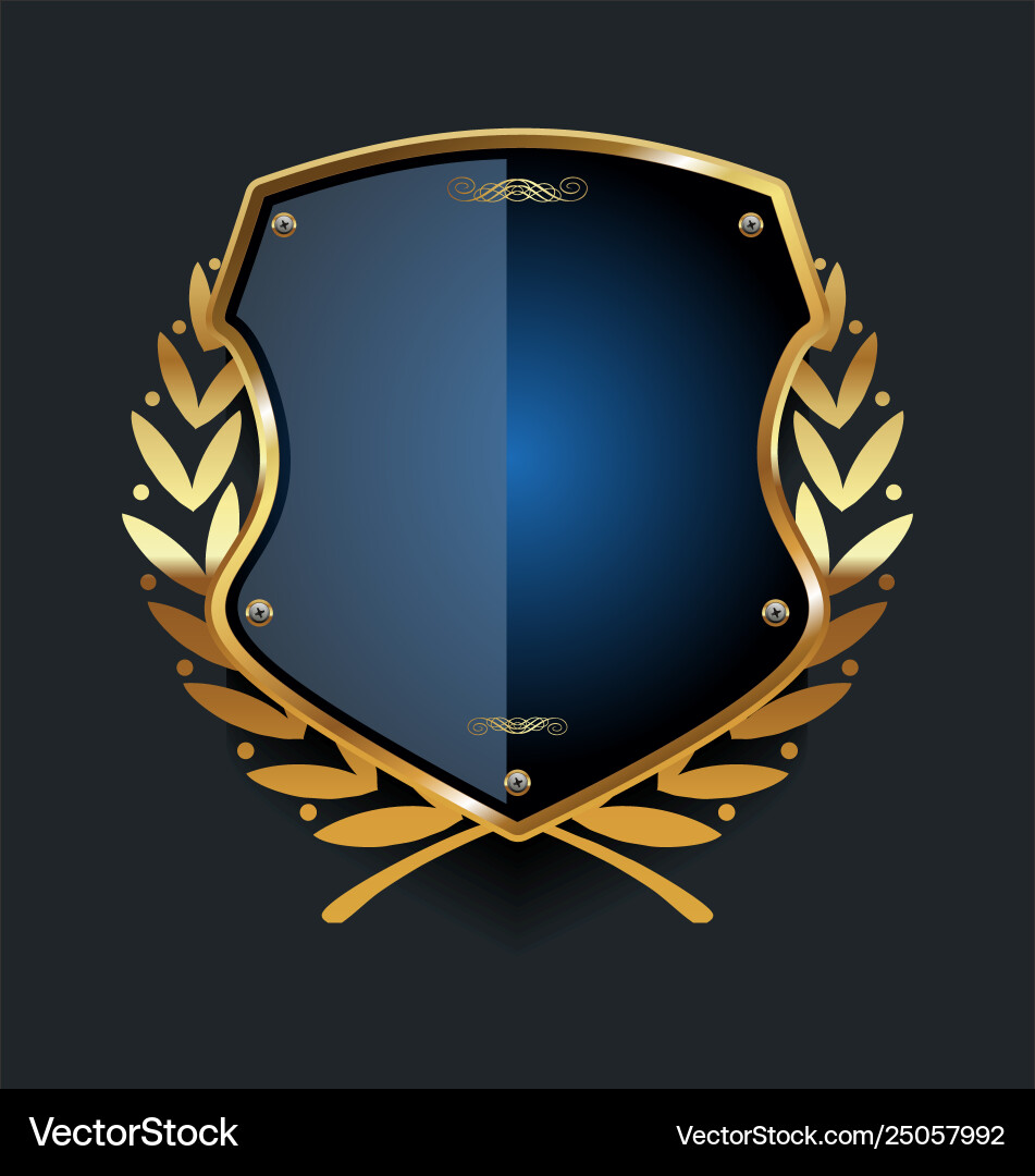 Golden Shield with Laurel Wreath Royalty Free Vector Image