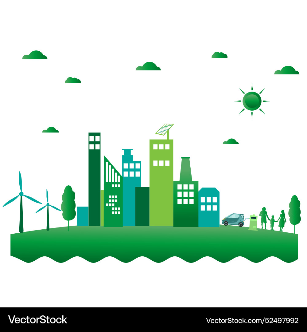 Green sustainable city Royalty Free Vector Image