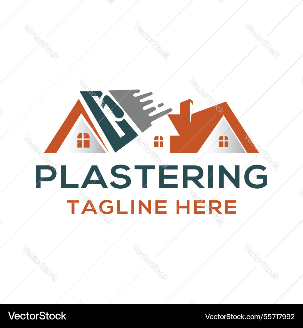 House plastering logo design template Royalty Free Vector