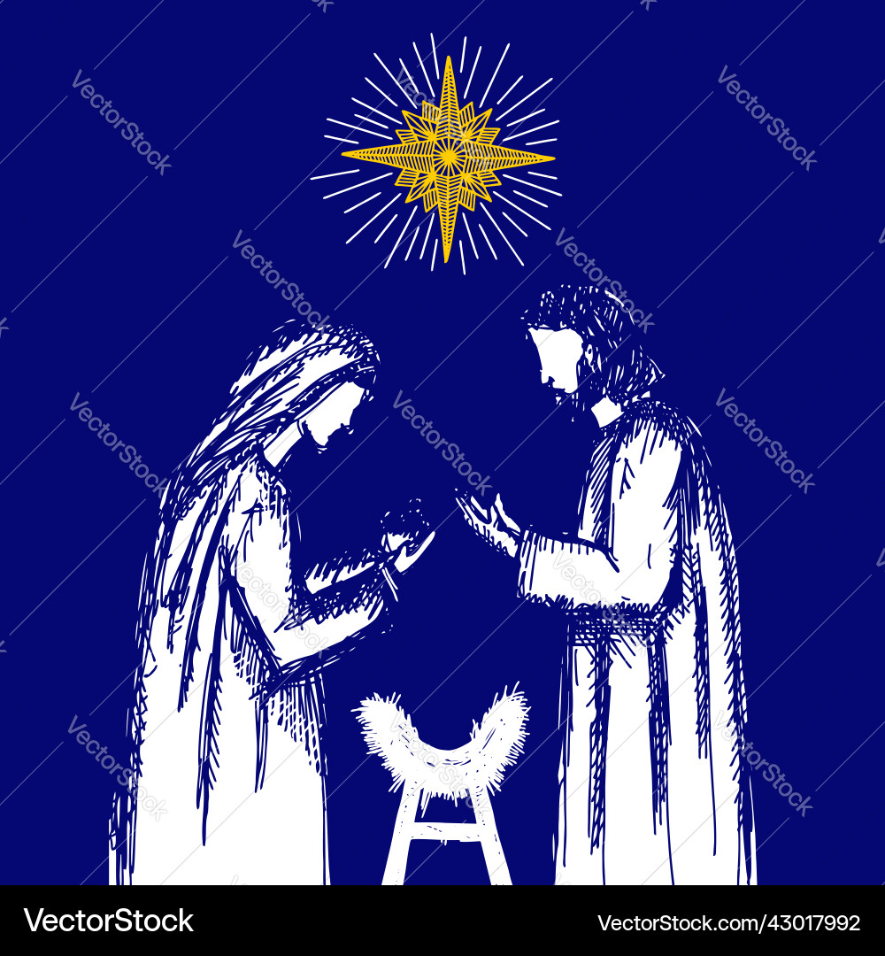 Joseph and mary with little jesus Royalty Free Vector Image