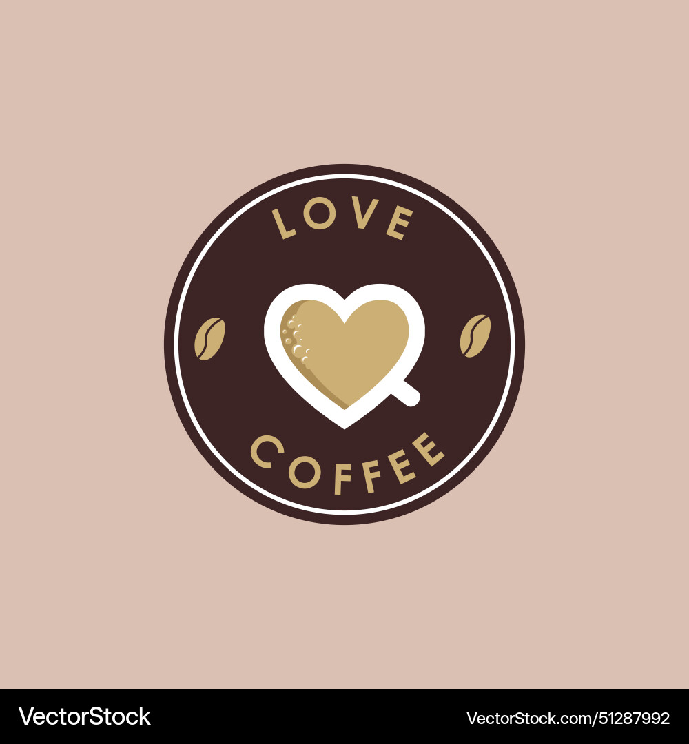 Love coffee cup logo icon with flat design style Vector Image