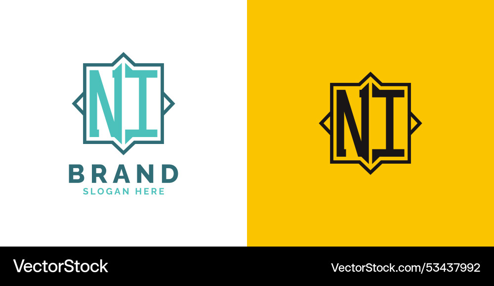 Modern ni monogram logo design initial letter Vector Image