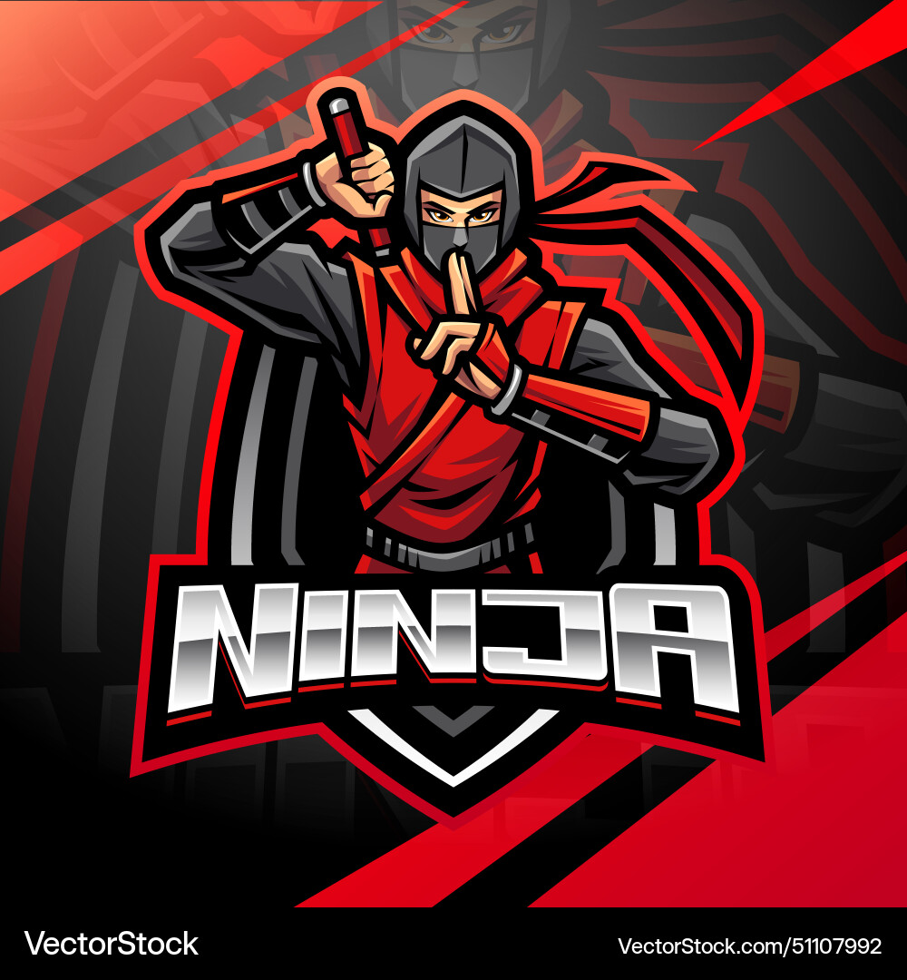Ninja esport mascot logo design Royalty Free Vector Image