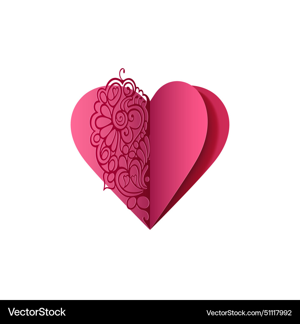Red paper heart cut lace pattern Royalty Free Vector Image