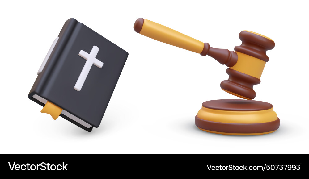 3d realistic bible with bookmark and wooden Vector Image