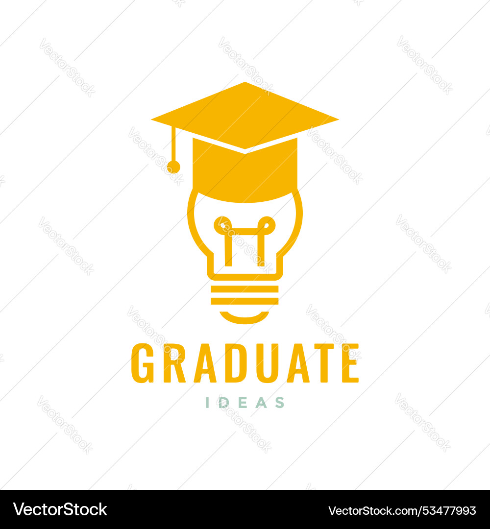 Bulb lamp creative idea graduate smart hat logo Vector Image