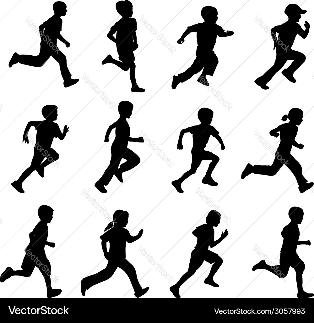 Children running Royalty Free Vector Image - VectorStock