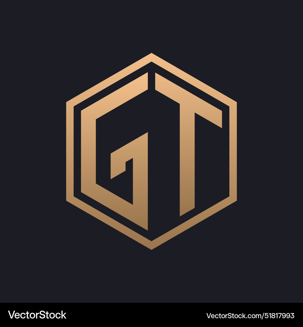 Elegant hexagon letter gt logo design initial – Royalty-Free Vector ...