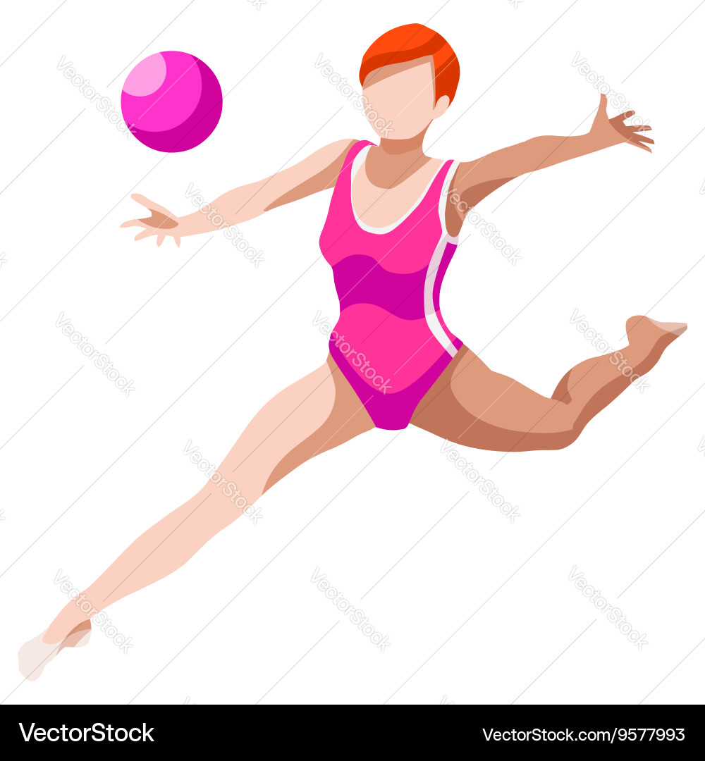 Gymnastics rhythmic ball 2016 sports 3d Royalty Free Vector