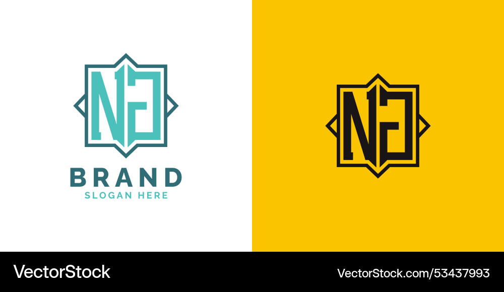 Modern nj monogram logo design initial letter Vector Image