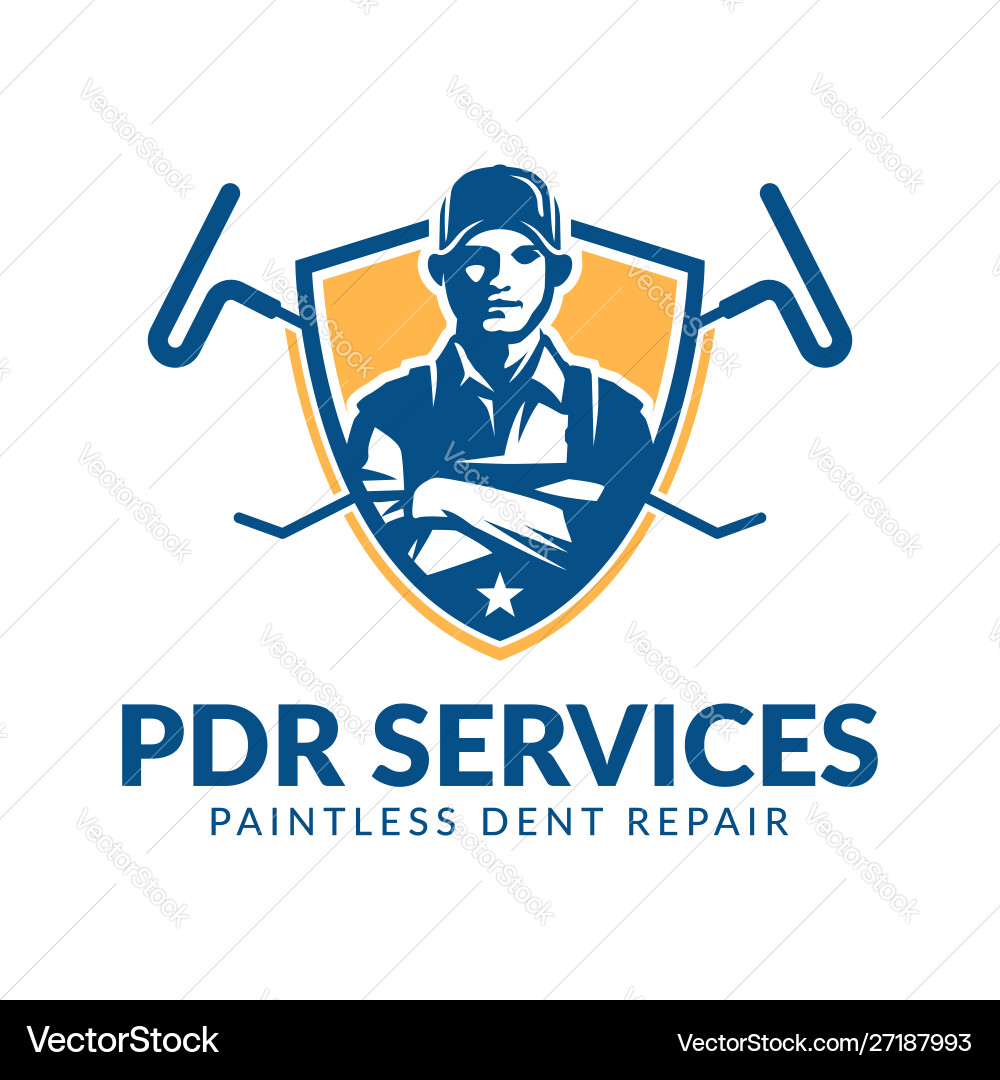 Paintless dent repair logo pdr service Royalty Free Vector