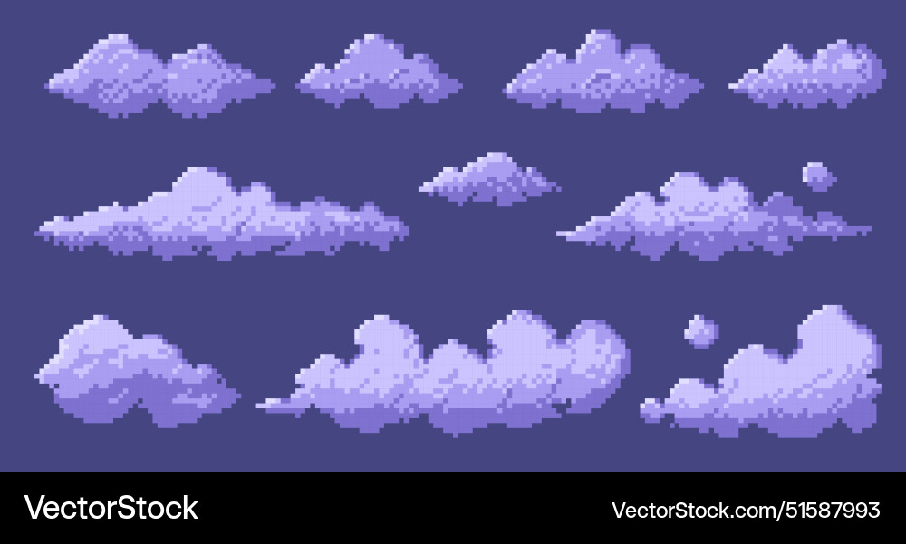 Pixelated 8 bit clouds retro video game sky Vector Image