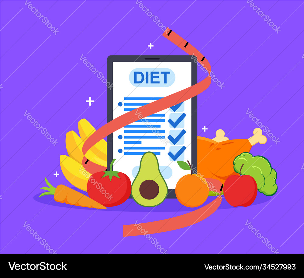 Weight loss mobile app in flat concept Royalty Free Vector
