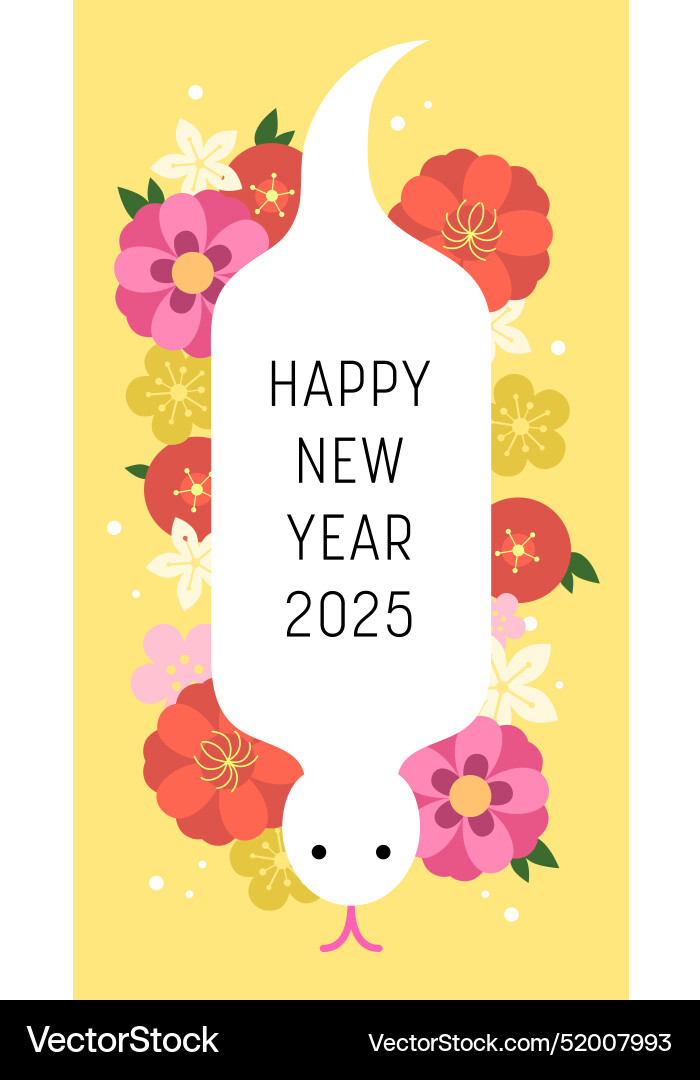 Zodiac snake on spring flowers background Vector Image