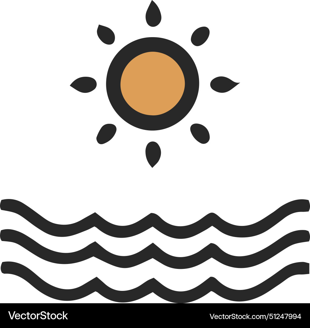 Abstract sun and waves icon Royalty Free Vector Image