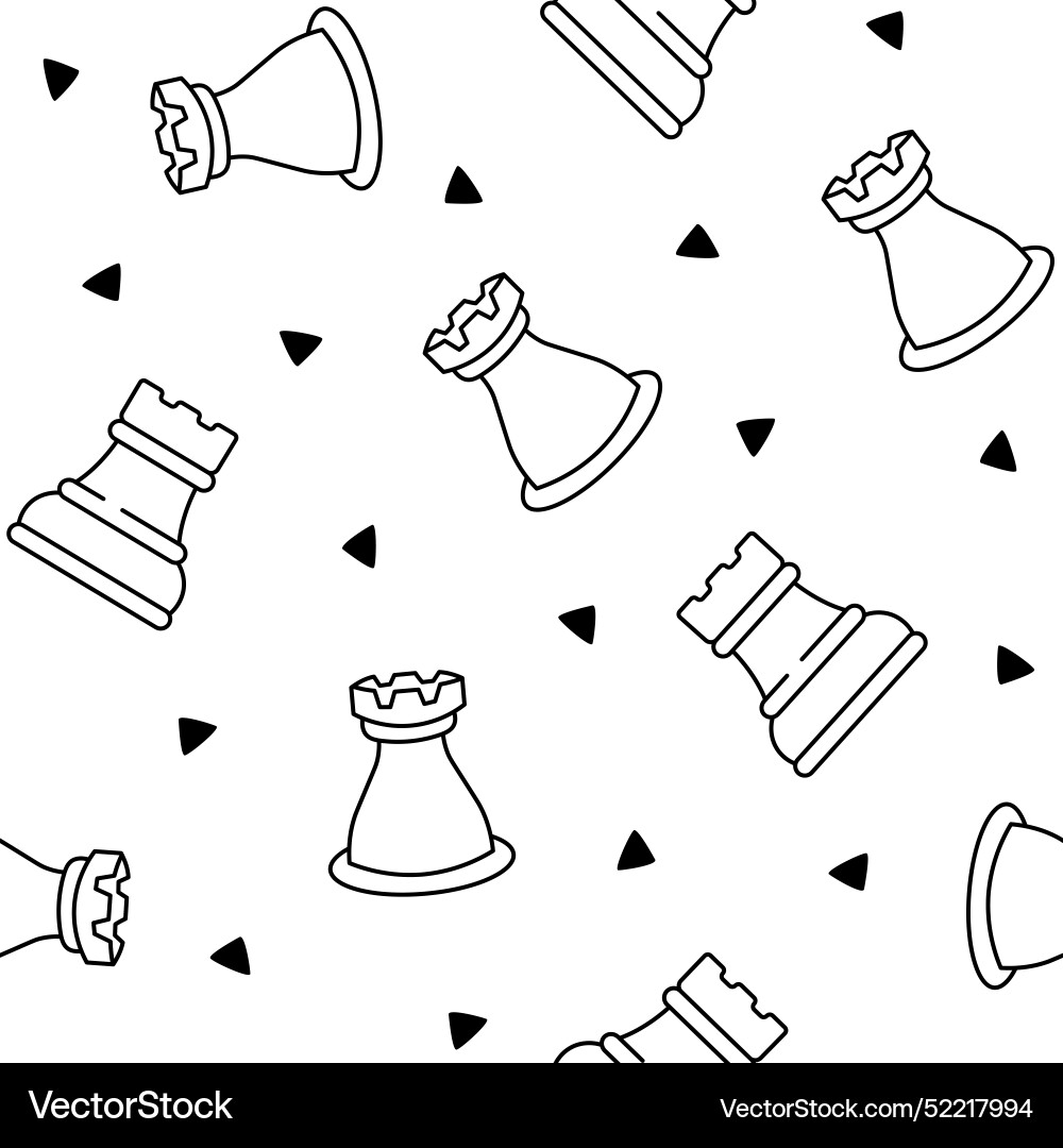 Chess pieces seamless pattern coloring page Vector Image