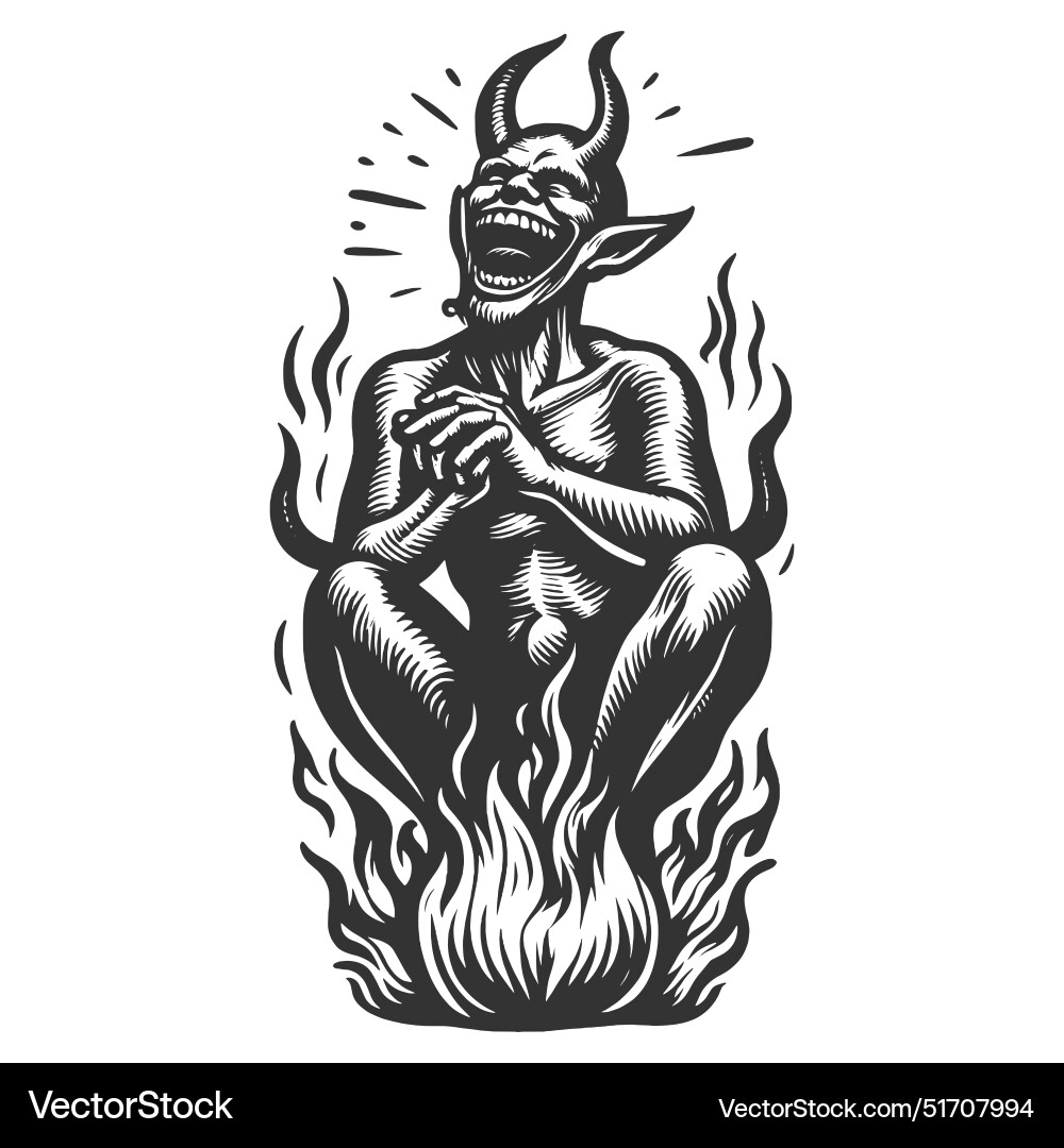 Devilish figure laughing Royalty Free Vector Image