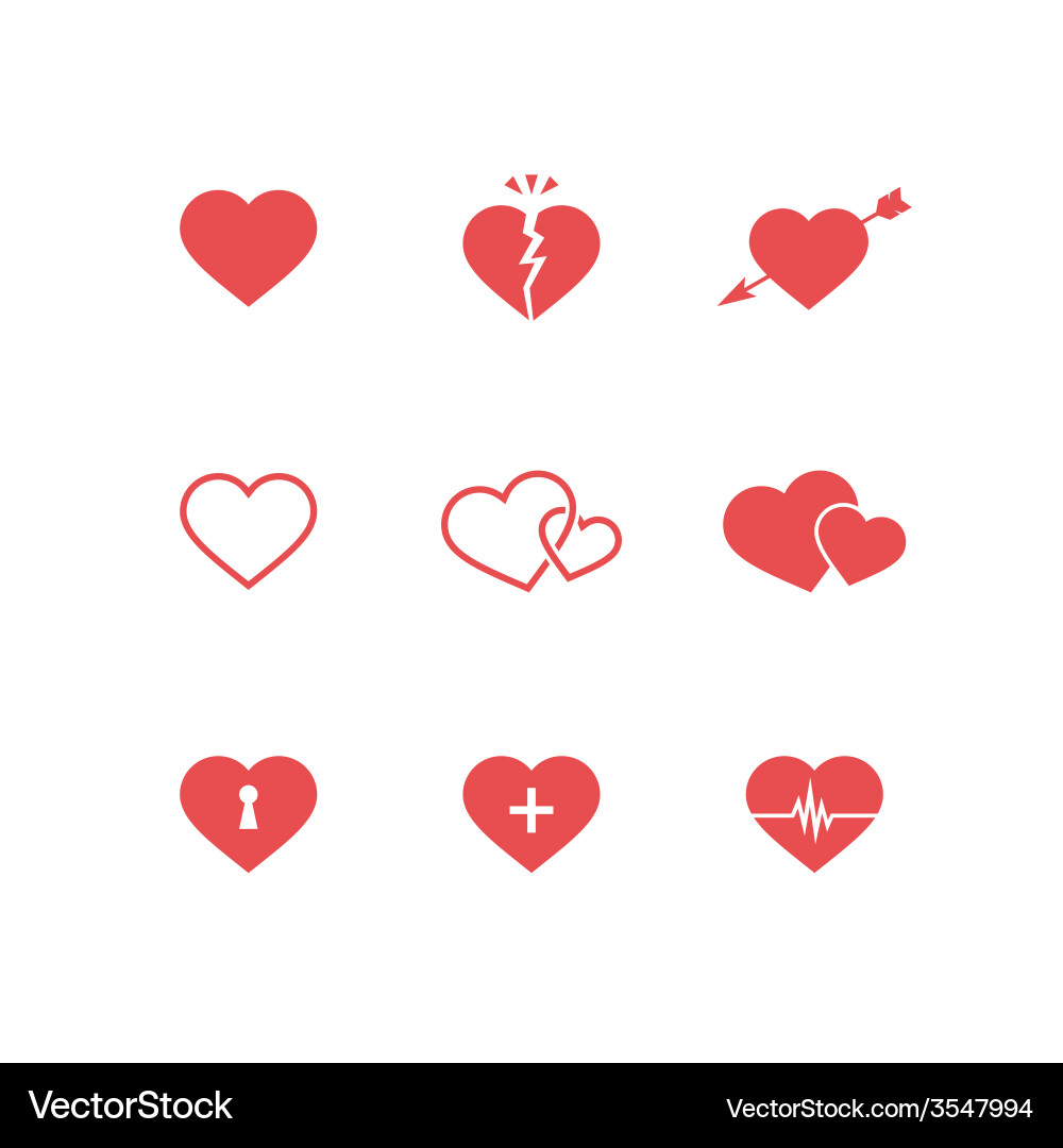 Heart symbols set Royalty Free Vector Image - VectorStock