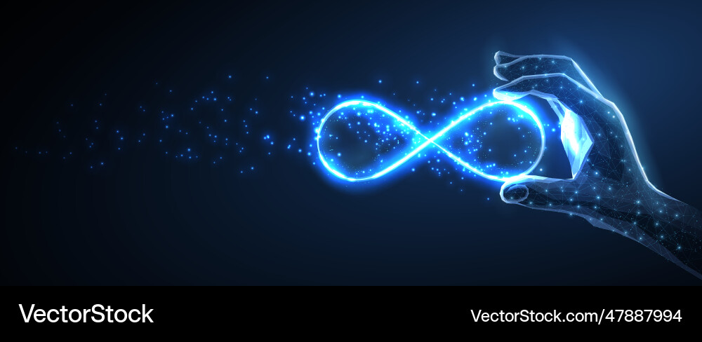Infinity sign in digital hand ai power metaverse Vector Image