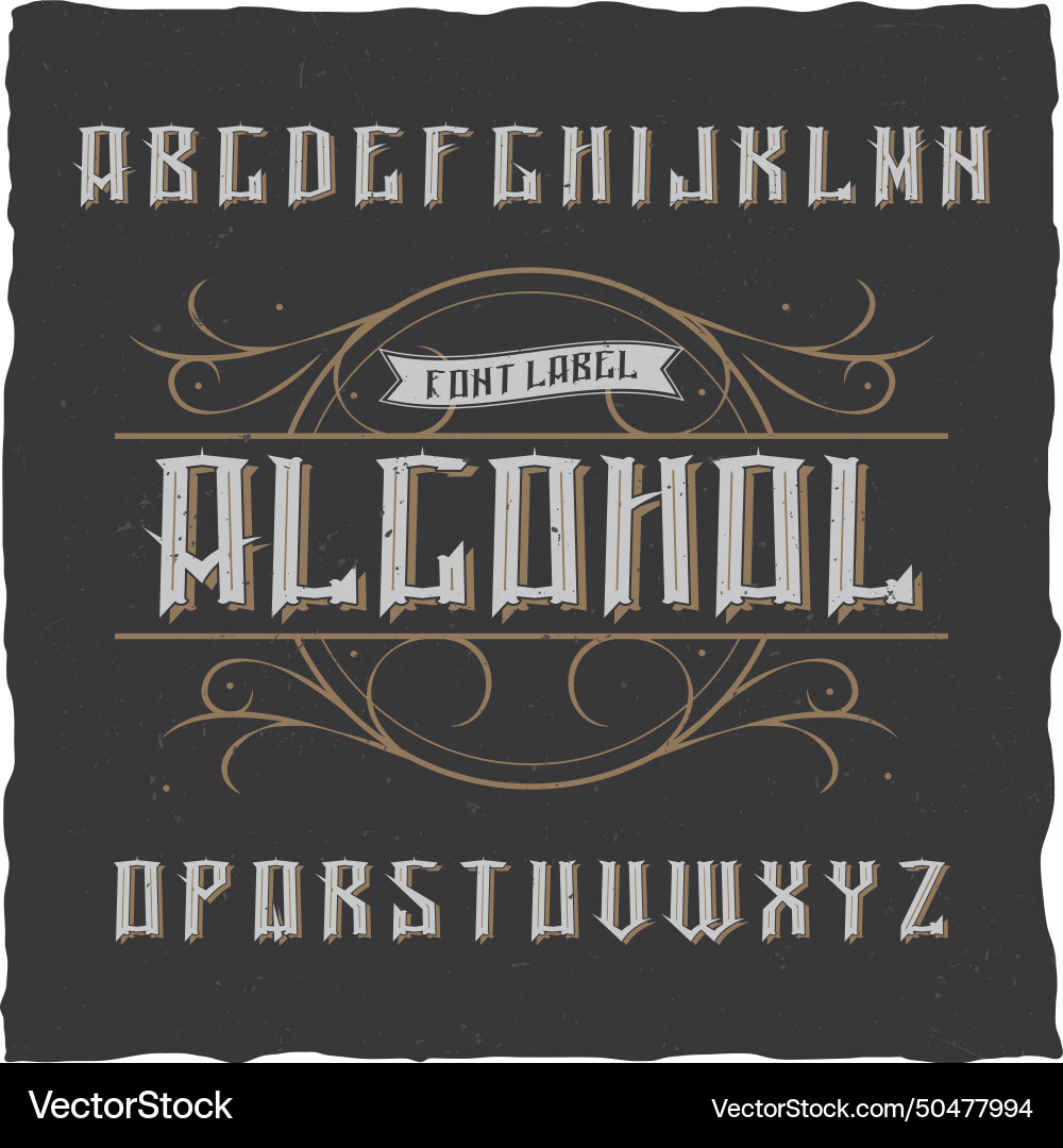 Vintage label typeface named alcohol Royalty Free Vector