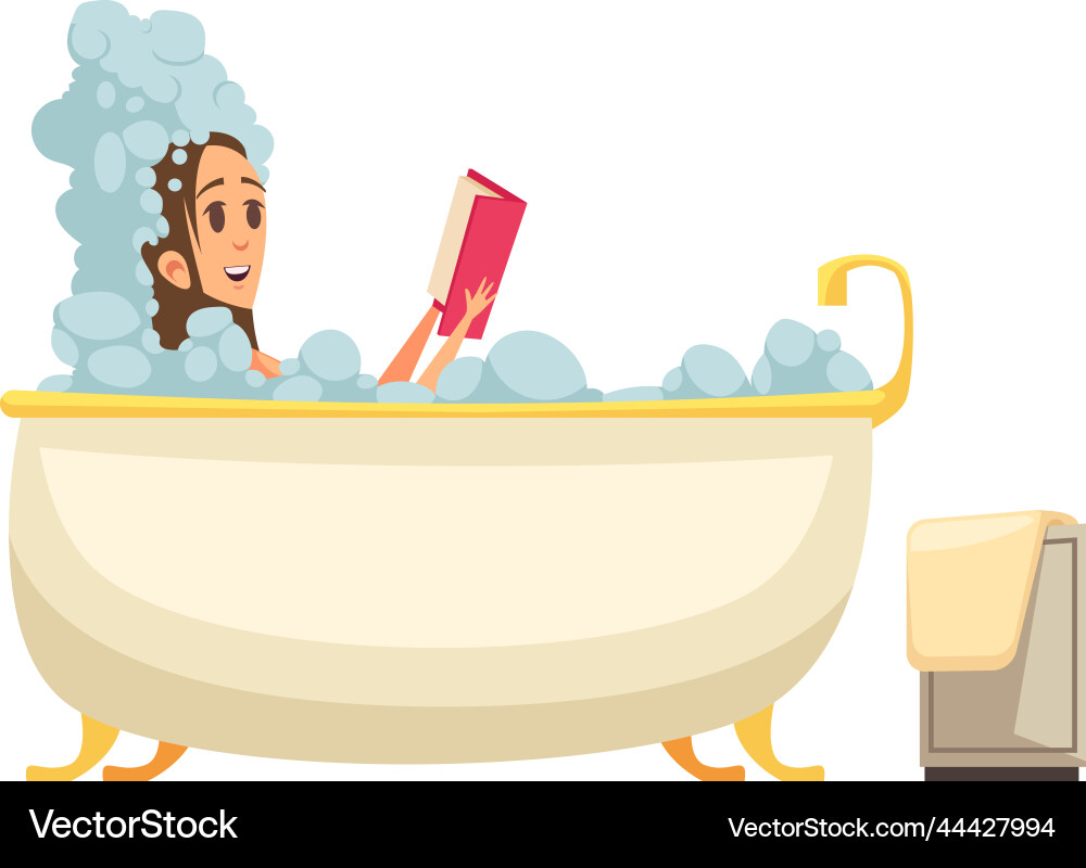 Woman Reading in Bath Royalty Free Vector Image