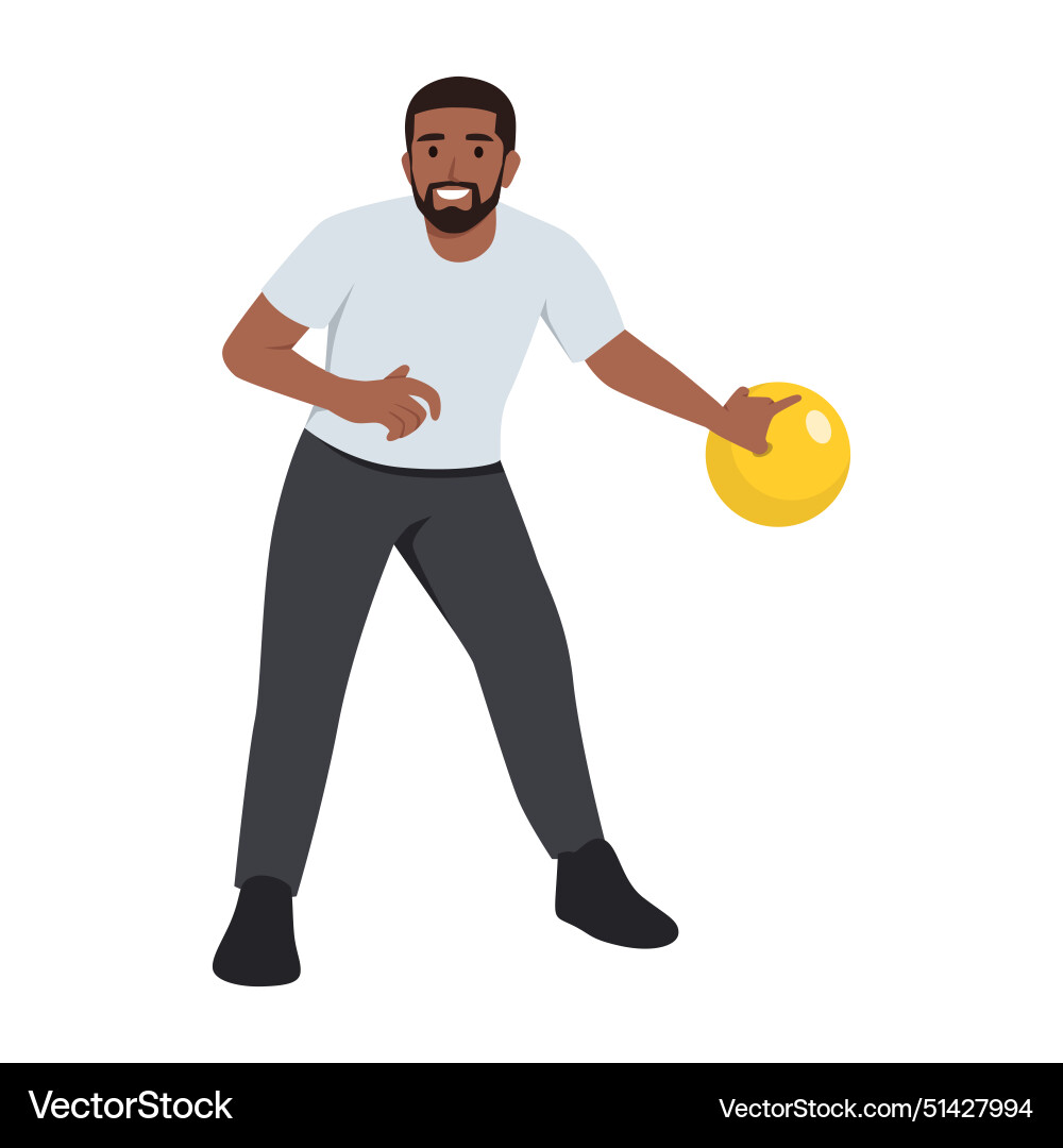 Young man bowling player holding a ball ready Vector Image